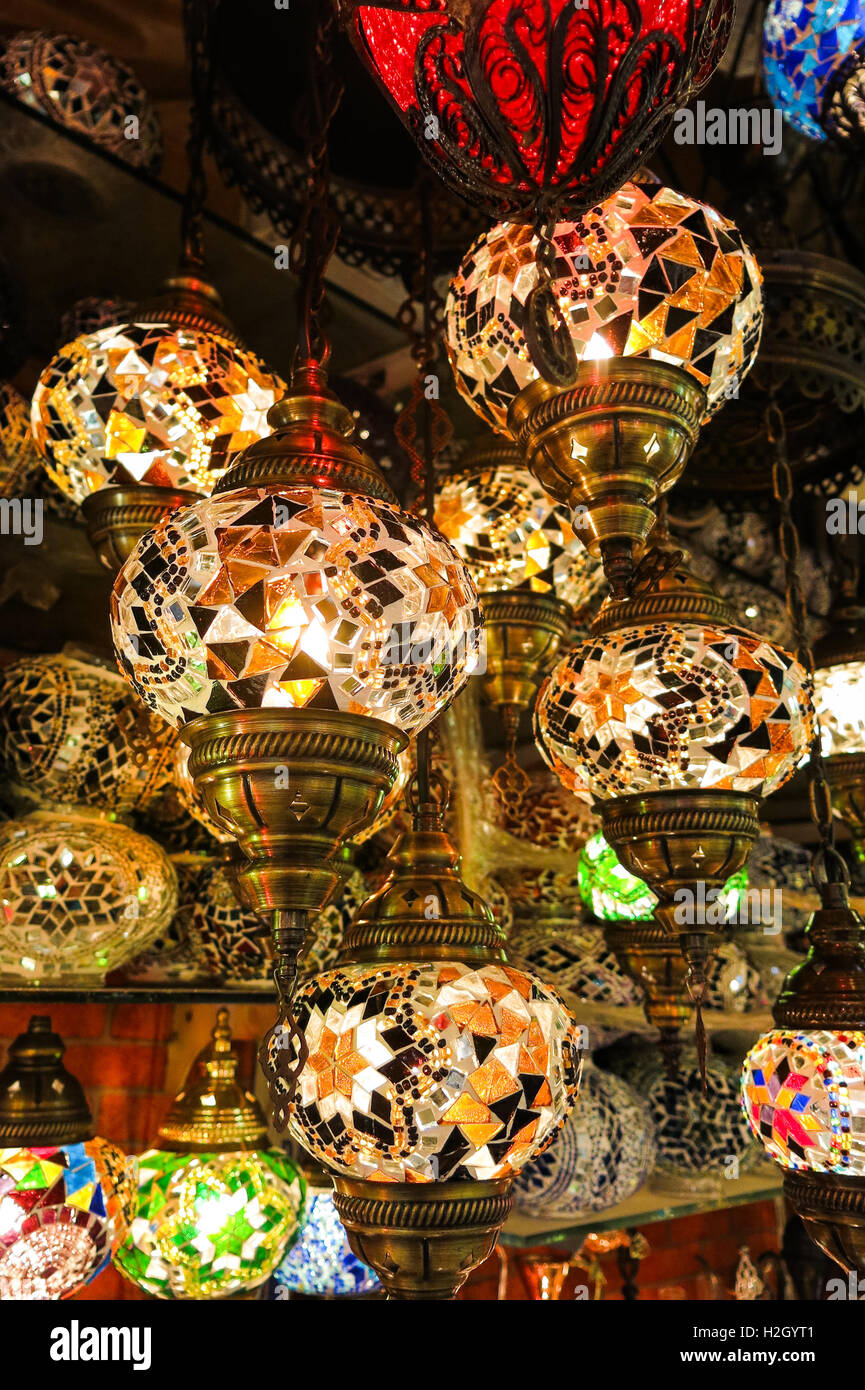 Colorful Turkish lamps in the Grand Bazaar of Istanbul, Turkey Stock ...