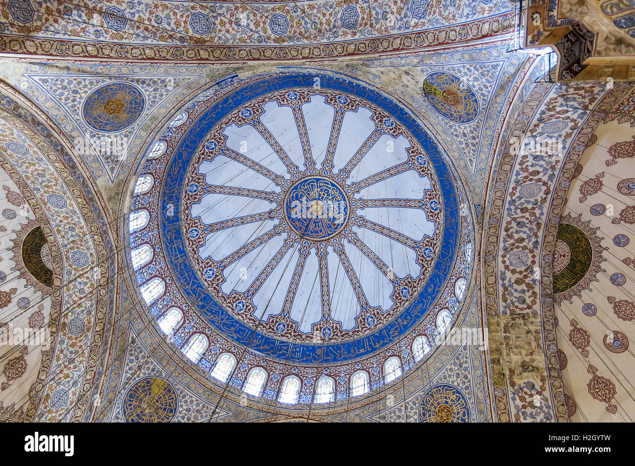 Ceiling inside the Blue Mosque in Sultanahmet, Istanbul, Turkey. More ...