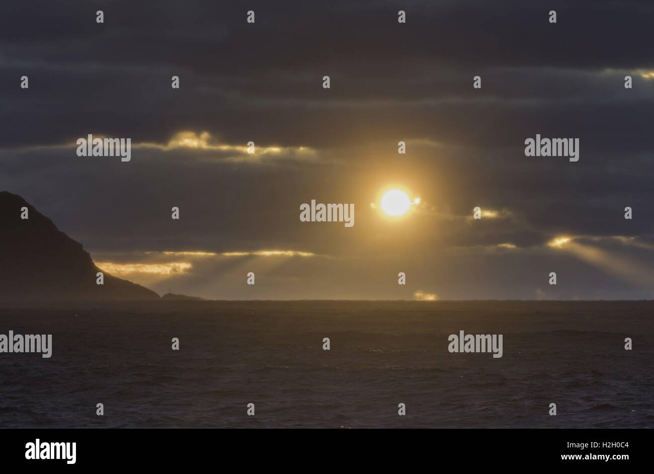 crepuscular rays in Barents Sea, august 2016 | usage worldwide Stock ...