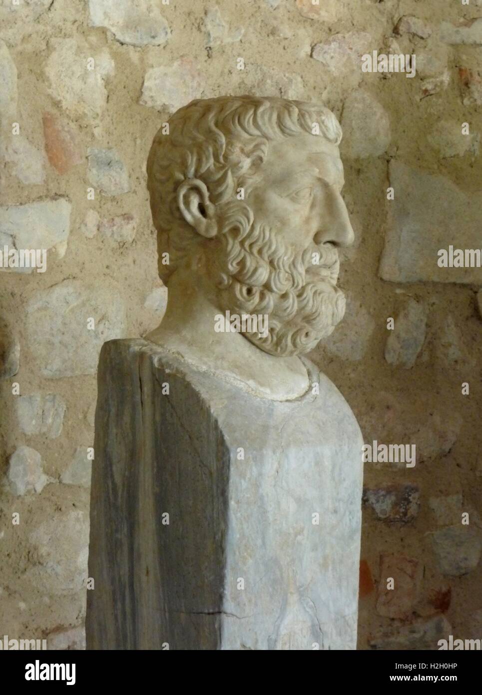 Parmenides bust at archeological area of Elea-Velia in Acea, Campania ...