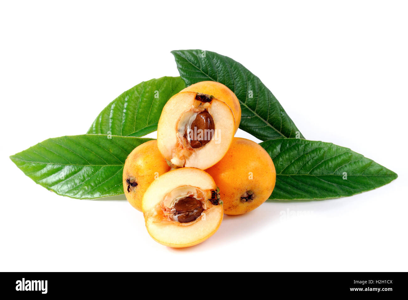 Medlars produced with organic cultivation photograph on a white ...