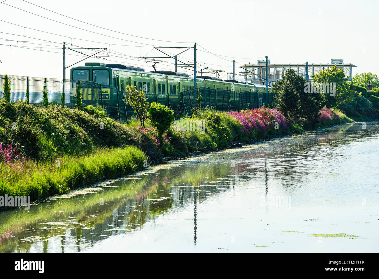 DART (Dublin Area Rapid Transit) train at Booterstown near Dublin ...