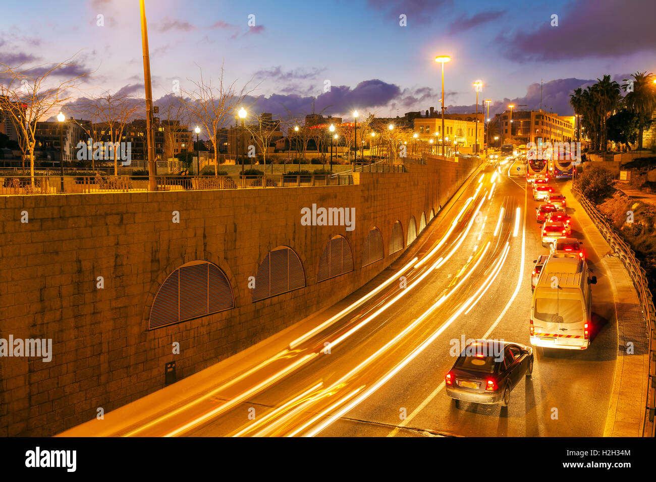 Night Road Traffic Lights, Jerusalem, Israel Stock Photo - Alamy