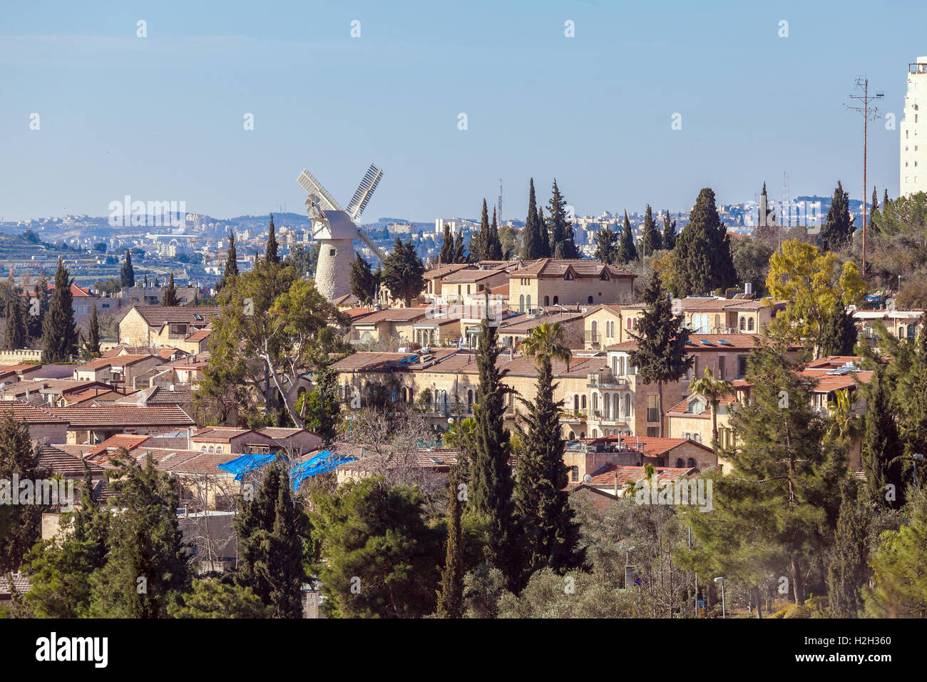 View of Famous Windmill, Jerusalem, Israel Stock Photo - Alamy