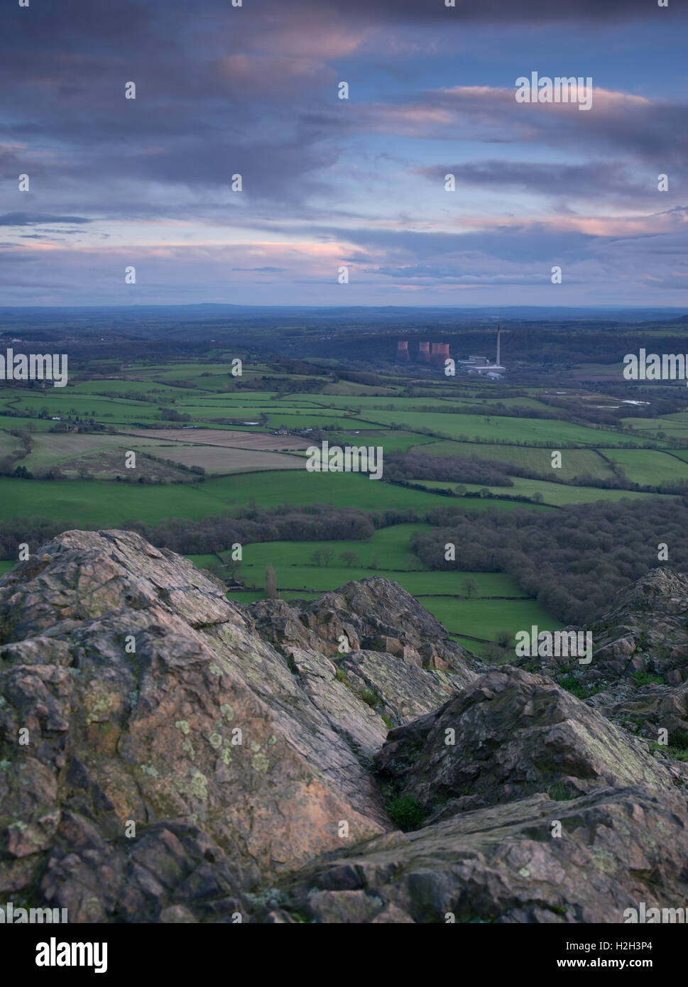 Wide views from the summit of The Wrekin, a prominent hill near ...