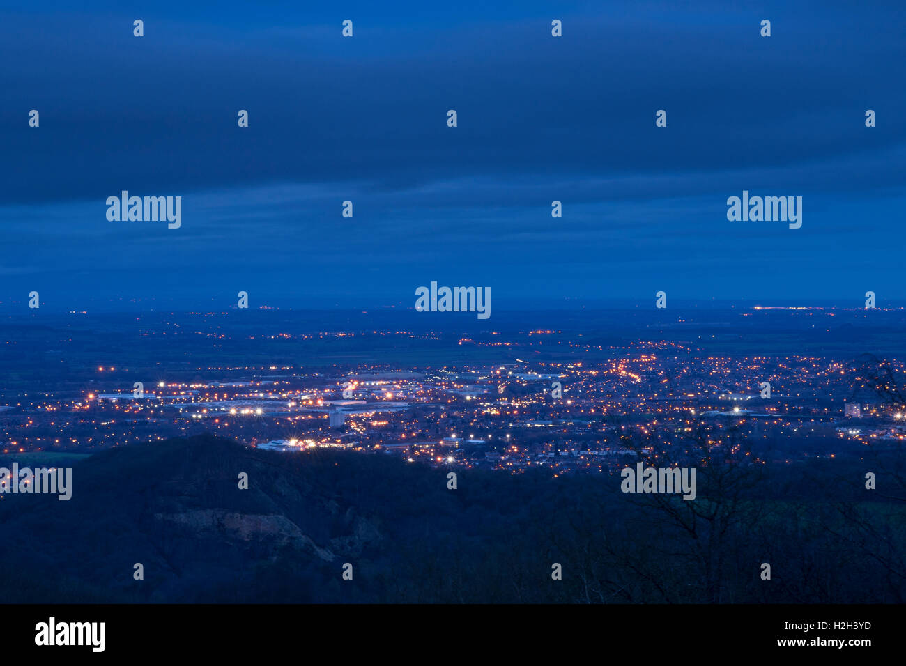 Wide views from the summit of The Wrekin, a prominent hill near ...