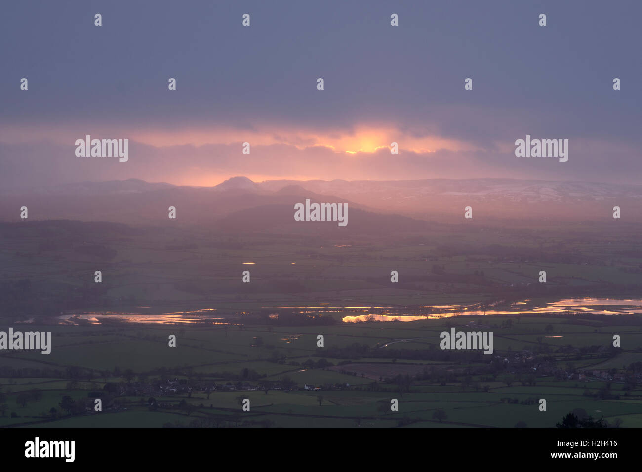 Wide views from the summit of The Wrekin, a prominent hill near ...