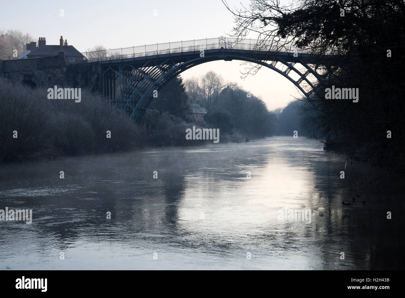 The World's first Ironbridge, erected in 1779, crosses the River Severn ...