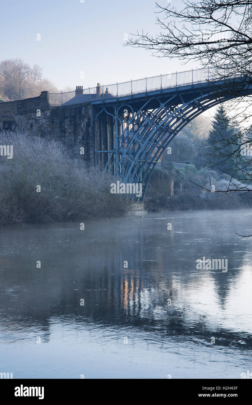 The World's first Ironbridge, erected in 1779, crosses the River Severn ...