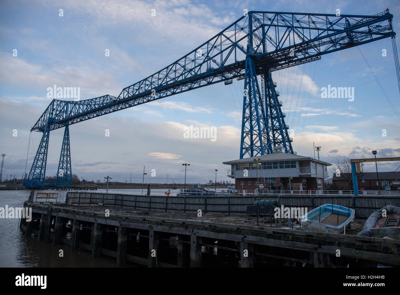The iconic Transporter Bridge crosses the River Tees at Middlesbrough ...