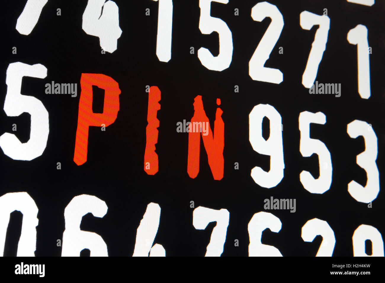 Computer screen with pin text on black background. Horizontal Stock ...