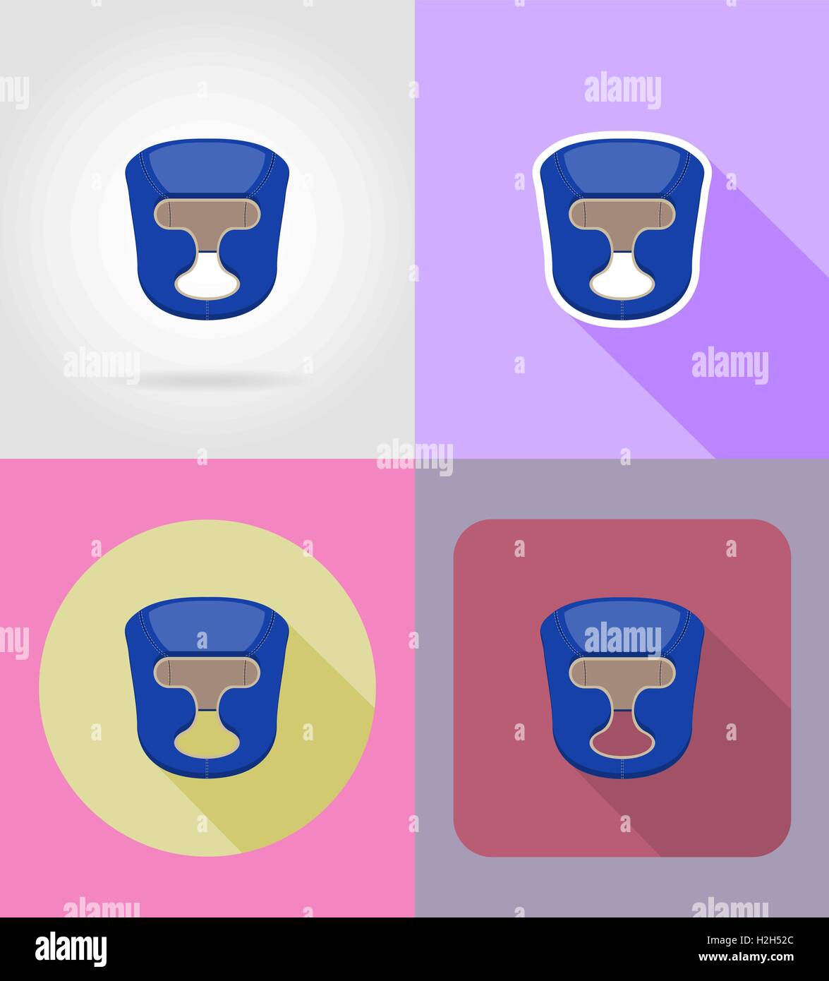 boxing helmet flat icons vector illustration isolated on background ...