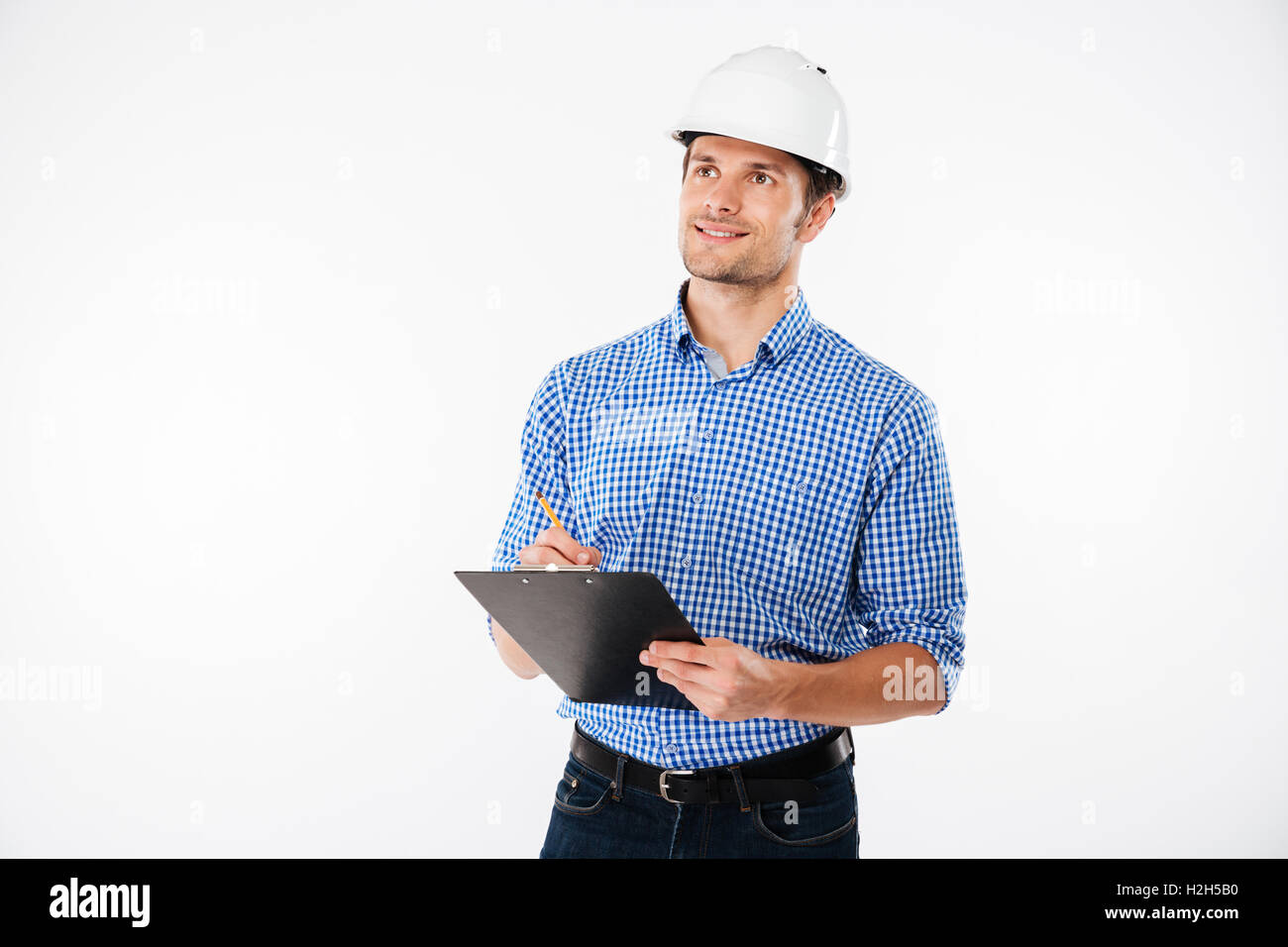 Man thinking how design of building hi-res stock photography and images ...