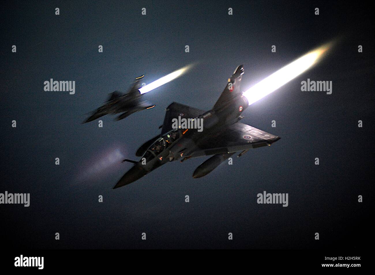 Two French Air Force Dassault Mirage 2000N tactical bomber fighter ...