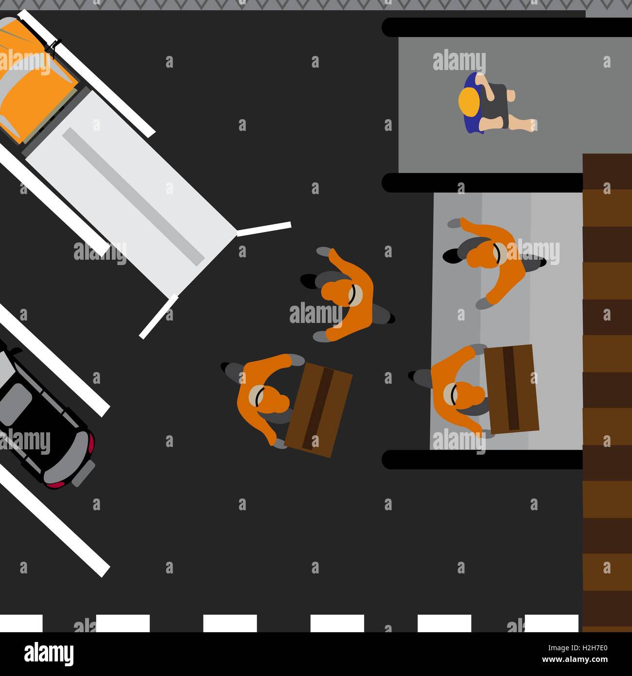 Truck on country street Stock Vector Images - Alamy