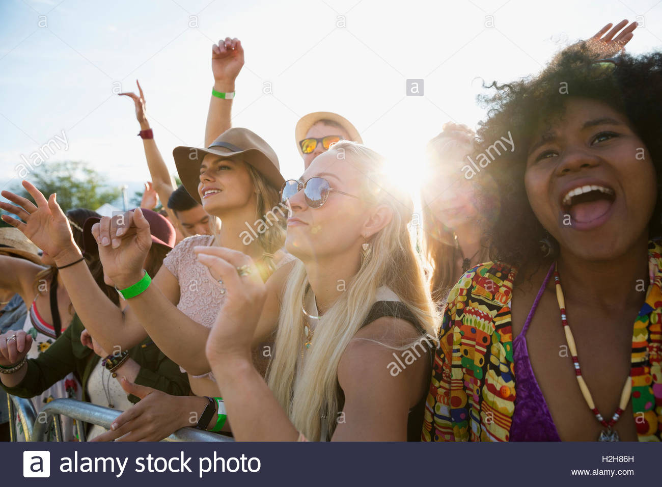 Cheering crowd arms hi-res stock photography and images - Alamy