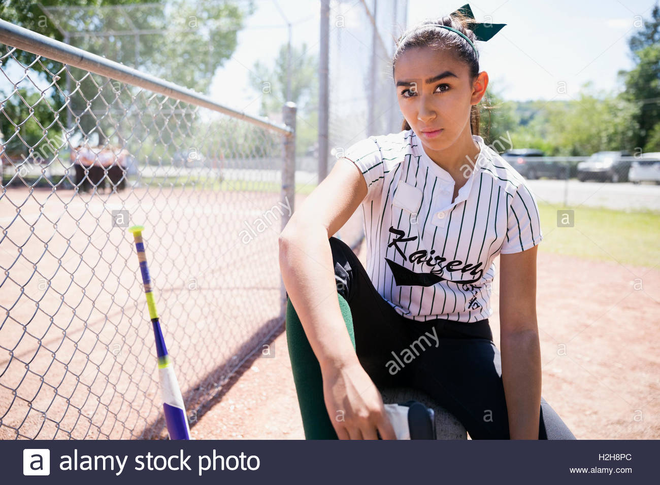 Girl bench softball hi-res stock photography and images - Alamy