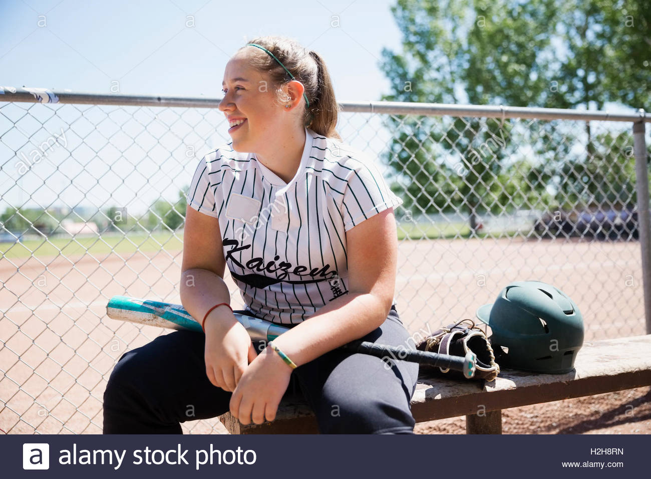 Girl bench softball hi-res stock photography and images - Alamy