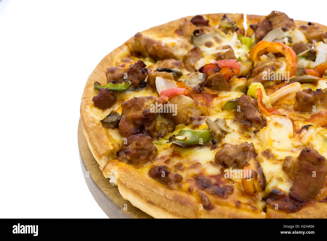 Pizza shot in the pizza wooden pan Stock Photo - Alamy