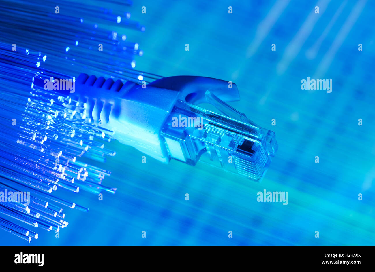 network cable with high tech technology color background Stock Photo ...