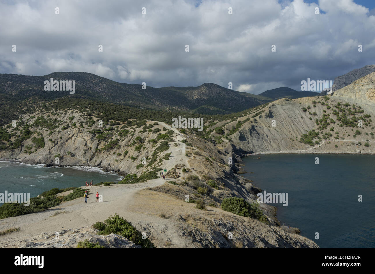 Landscape with a Cape Kapchik in Black Sea. Golitsyn trail, southern ...