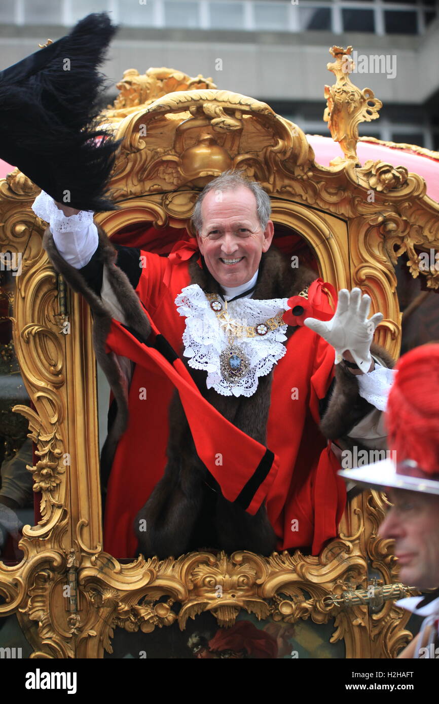 Alan Yarrow, the 686th Lord Mayor of London greets spectators from the ...