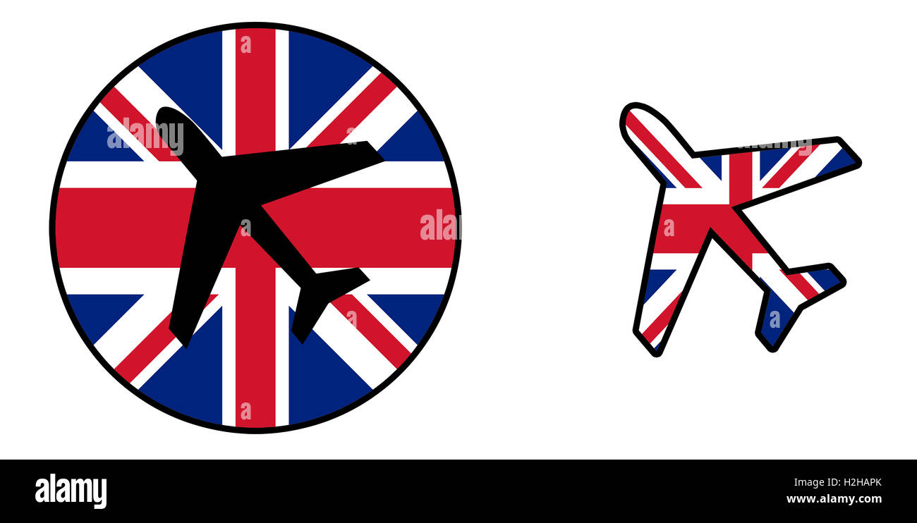 Nation flag - Airplane isolated on white - United Kingdom Stock Photo ...