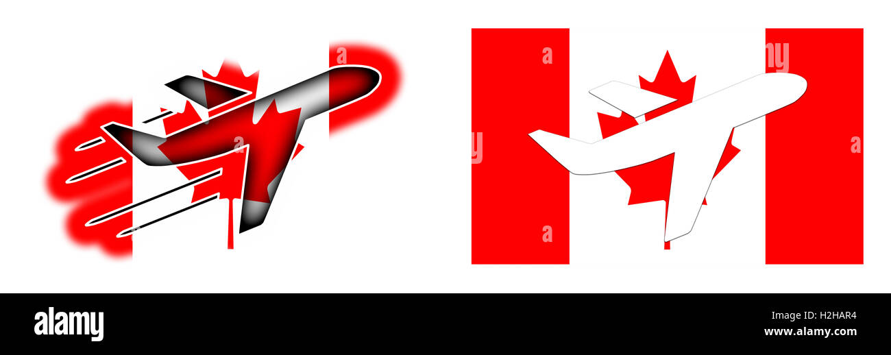 Nation flag - Airplane isolated on white - Canada Stock Photo - Alamy