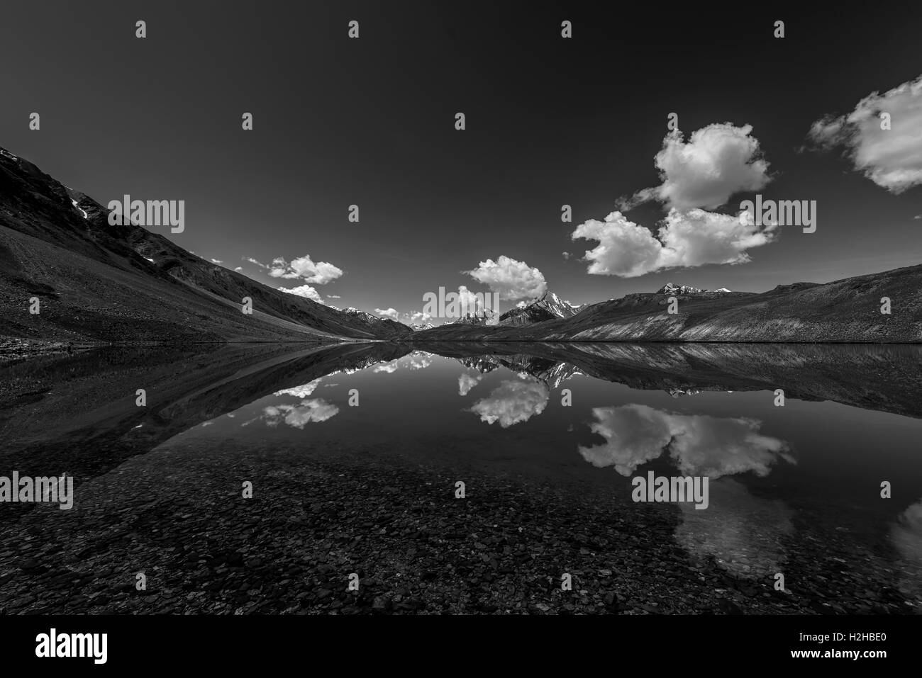 Chandratal lake, lake of reflection and shadows, lake of the moon Stock ...