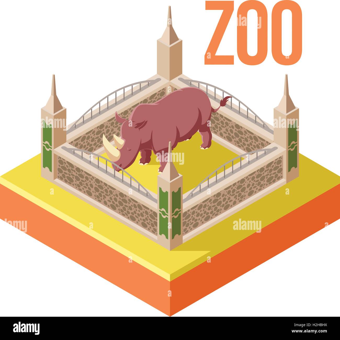 Zoo Rhinoceros isometric icon Stock Vector Image & Art - Alamy