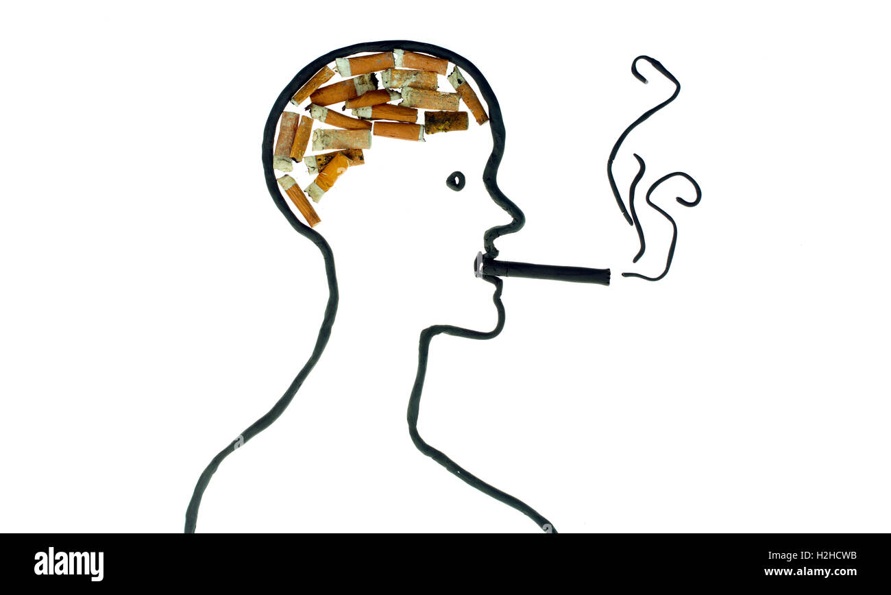 smoking man brain, clay and cigarette butt Stock Photo - Alamy