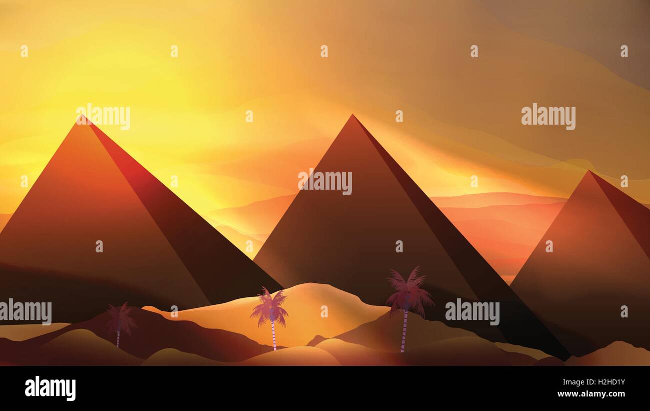 Abstract Pyramids and Sand Dunes - Vector Illustration Stock Vector ...