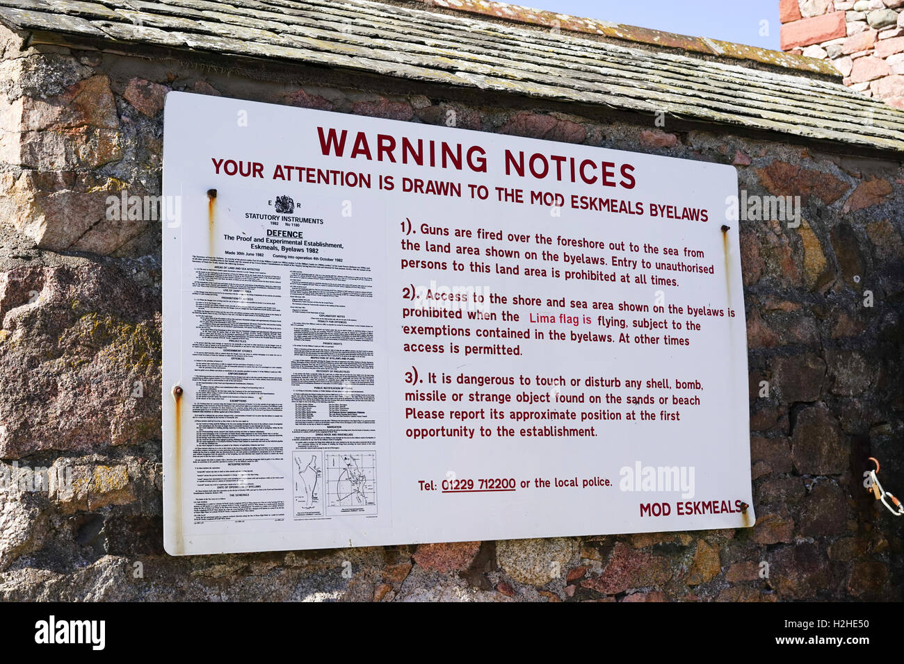 MOD warning notice in Ravenglass, Cumbria, UK Stock Photo - Alamy