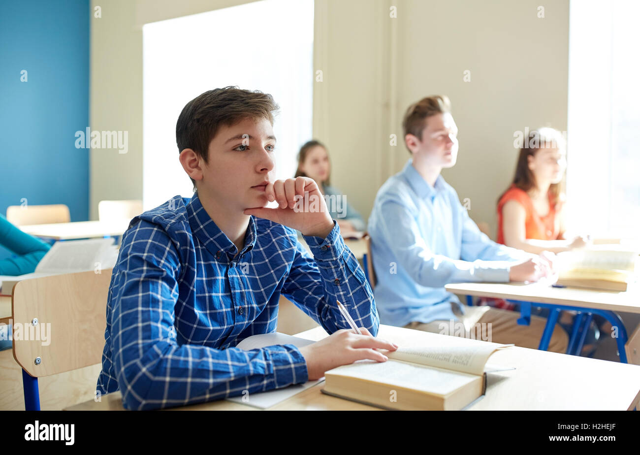 happy student boy at school lesson Stock Photo - Alamy