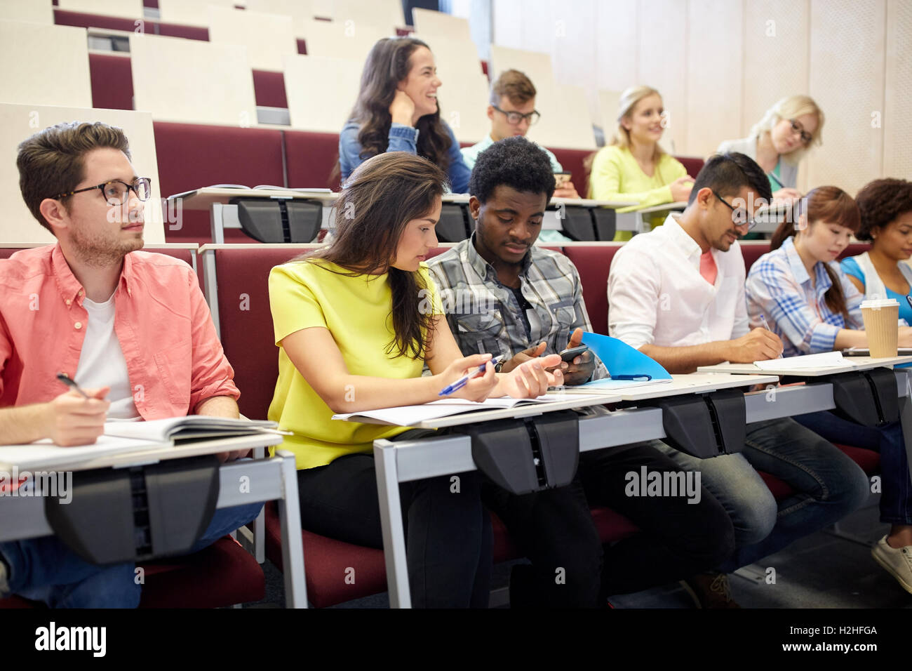 group of students with smartphone at lecture Stock Photo - Alamy