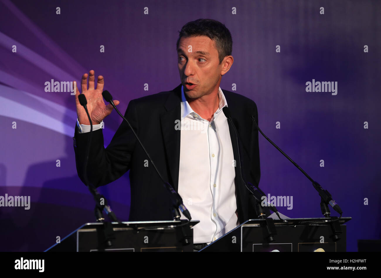 EPCR's Vincent Gaillard during the launch event at Twickenham Stoop ...