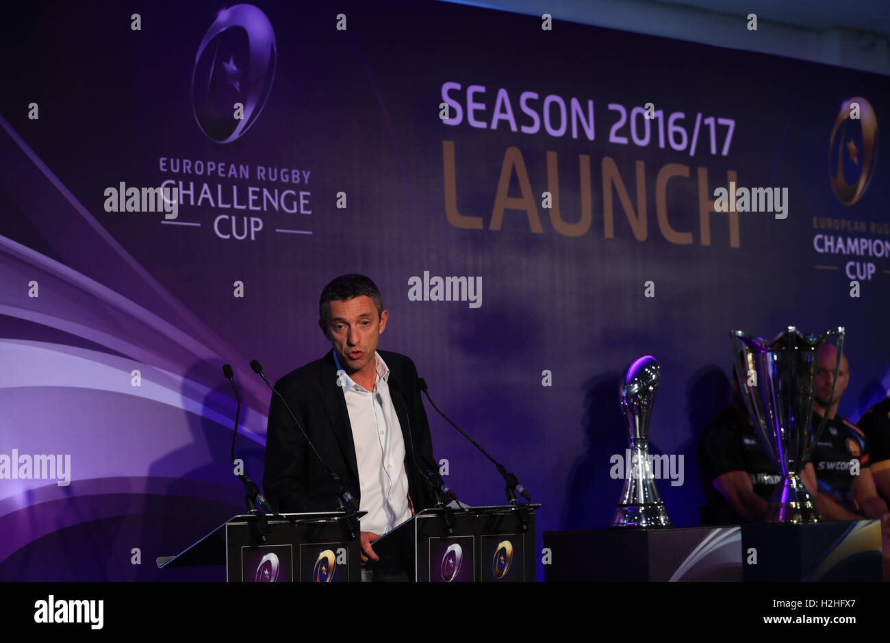 EPCR's Vincent Gaillard during the launch event at Twickenham Stoop ...
