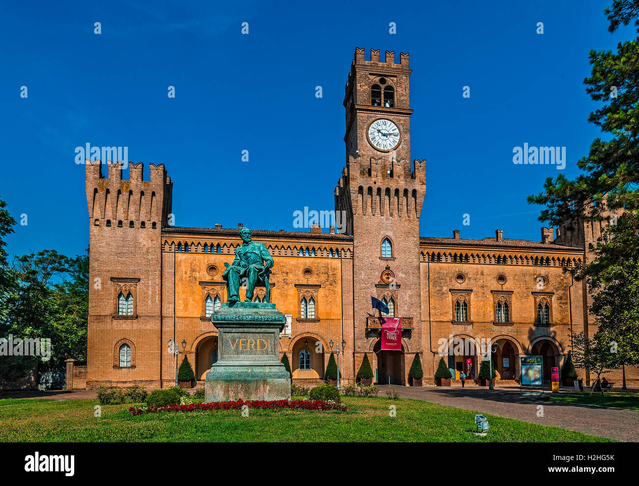 Italy Emilia Romagna Busseto Piazza Giuseppe Verdi - View with Rocca ...