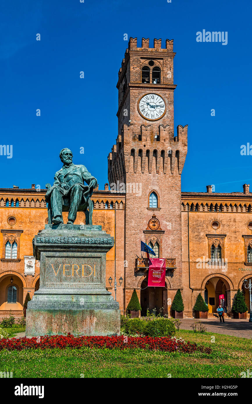 Italy Emilia Romagna Busseto Piazza Giuseppe Verdi - View with Rocca ...