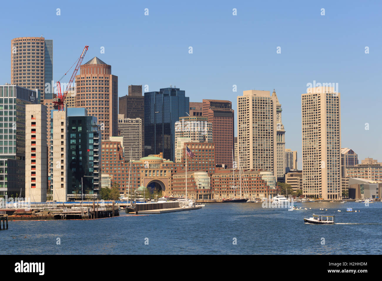 A photograph of the Boston Waterfront, as seen from a boat on Boston ...