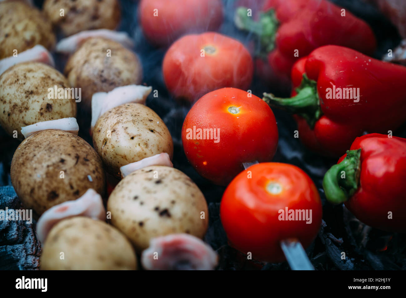 Bbq barbecue potato on skewer hi-res stock photography and images - Alamy
