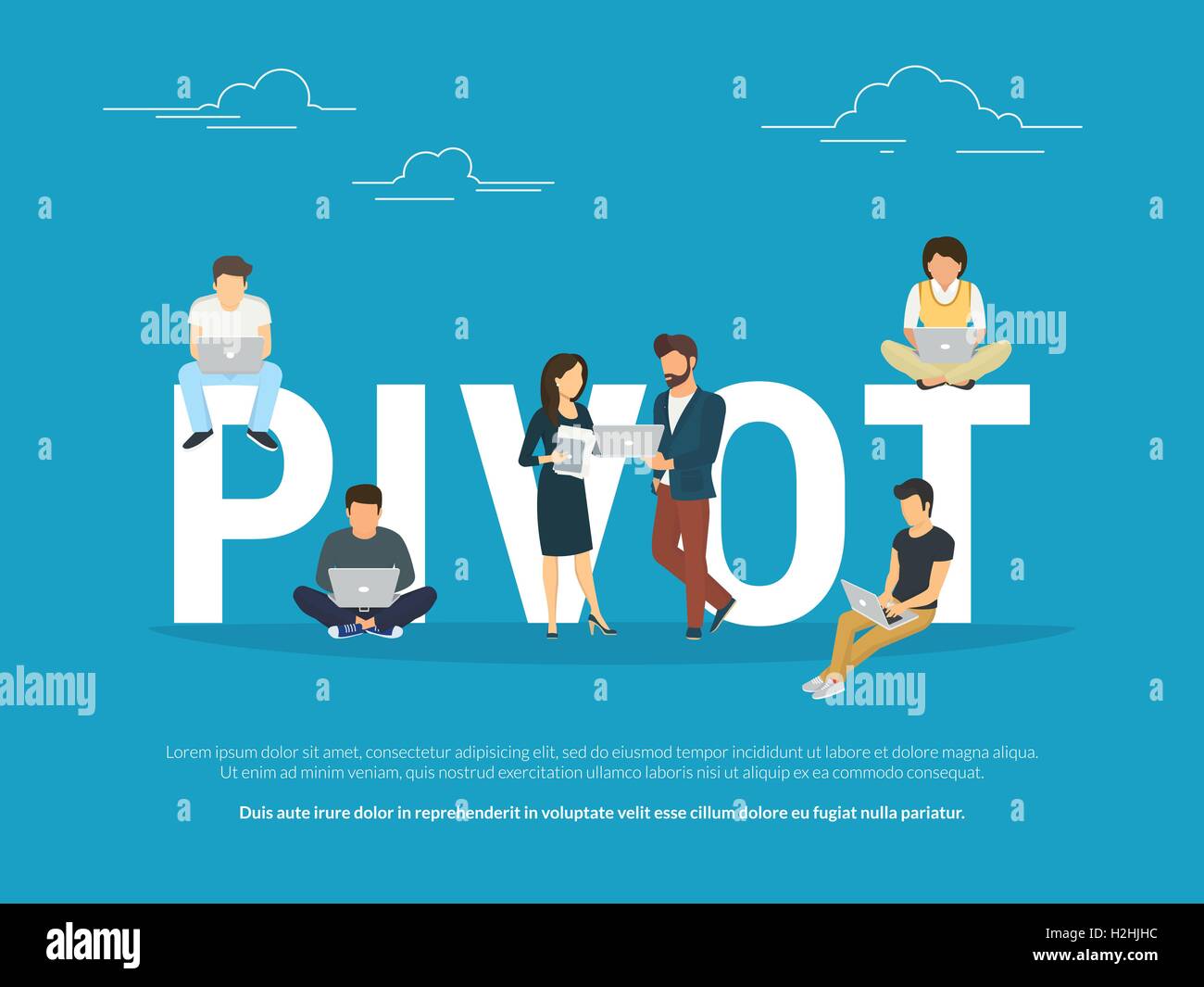 Pivot concept illustration of business people working together as team ...
