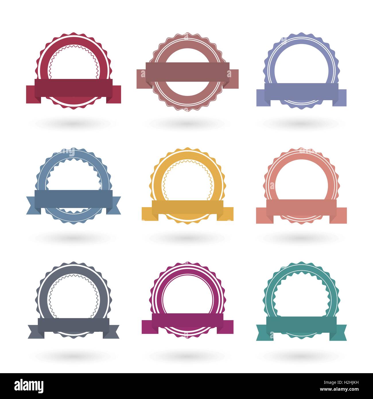 Templates round emblems with ribbons, vector illustration Stock Vector ...