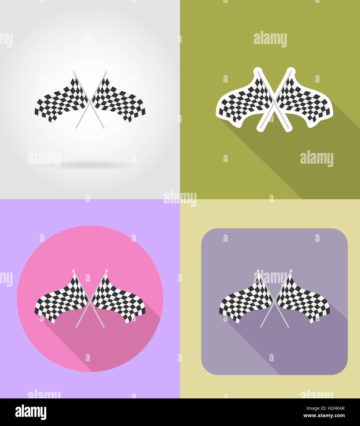 checkered flags for car racing flat icons illustration isolated on ...