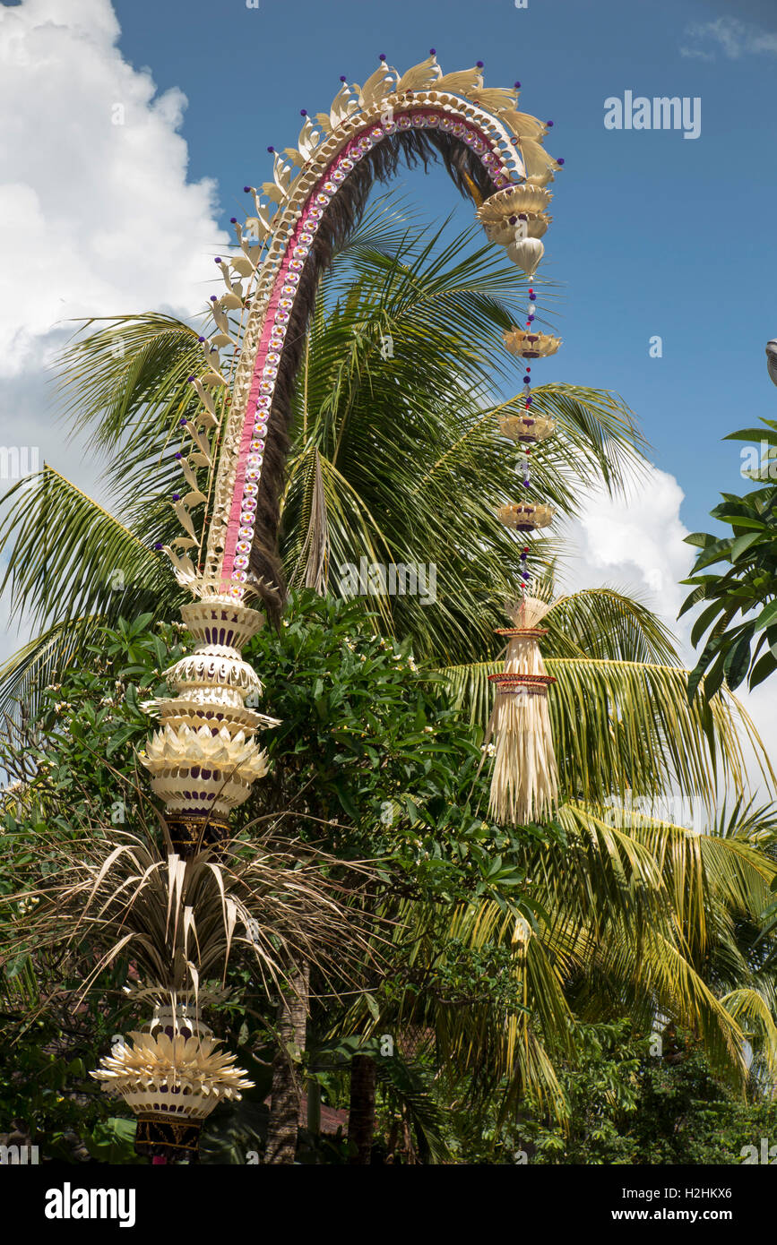 Indonesia, Bali, Ubud, Mas, Jalan Sukma Kesuma, Penjor decoration in ...