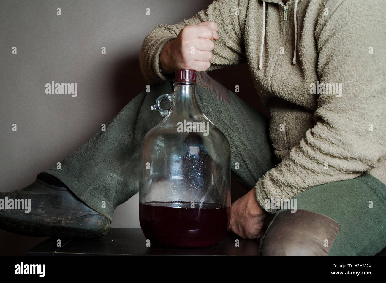 Man And Bottle Stock Photo - Alamy