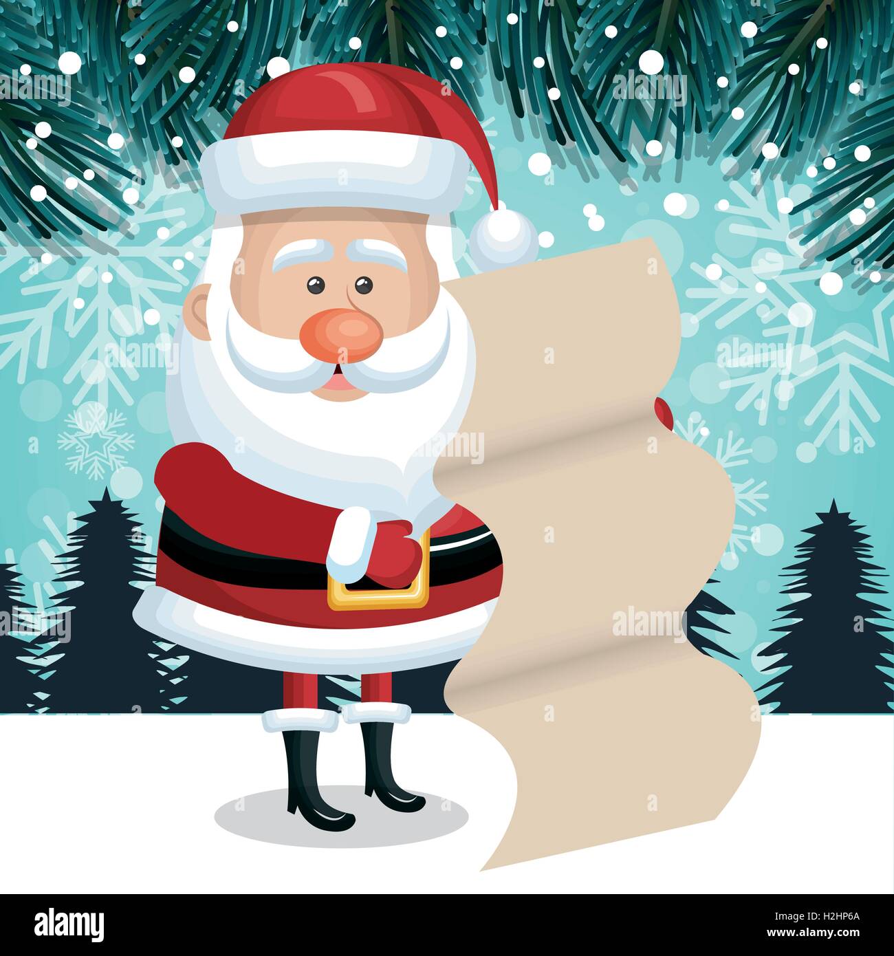 christmas landscape santa claus with list gift snow design graphic ...
