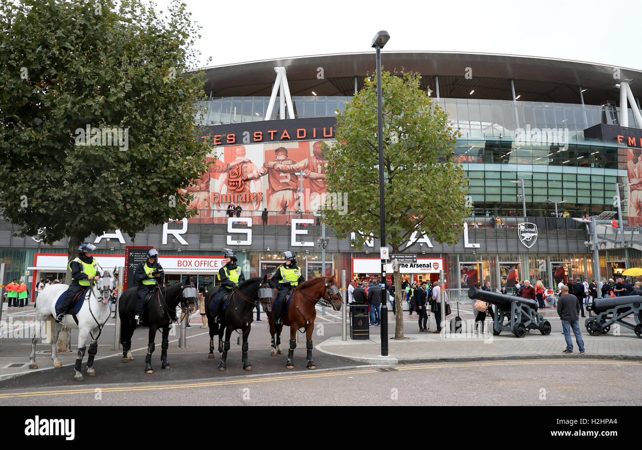 Mounted Police on duty before the UEFA Champions League, Group A match ...