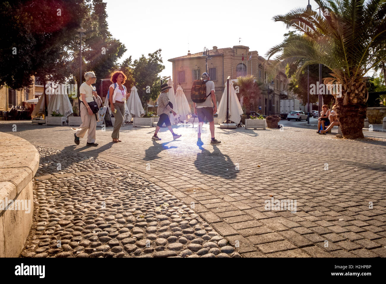 Late afternoon street scene in Lefkosa Nicosia in Cyprus Stock Photo ...