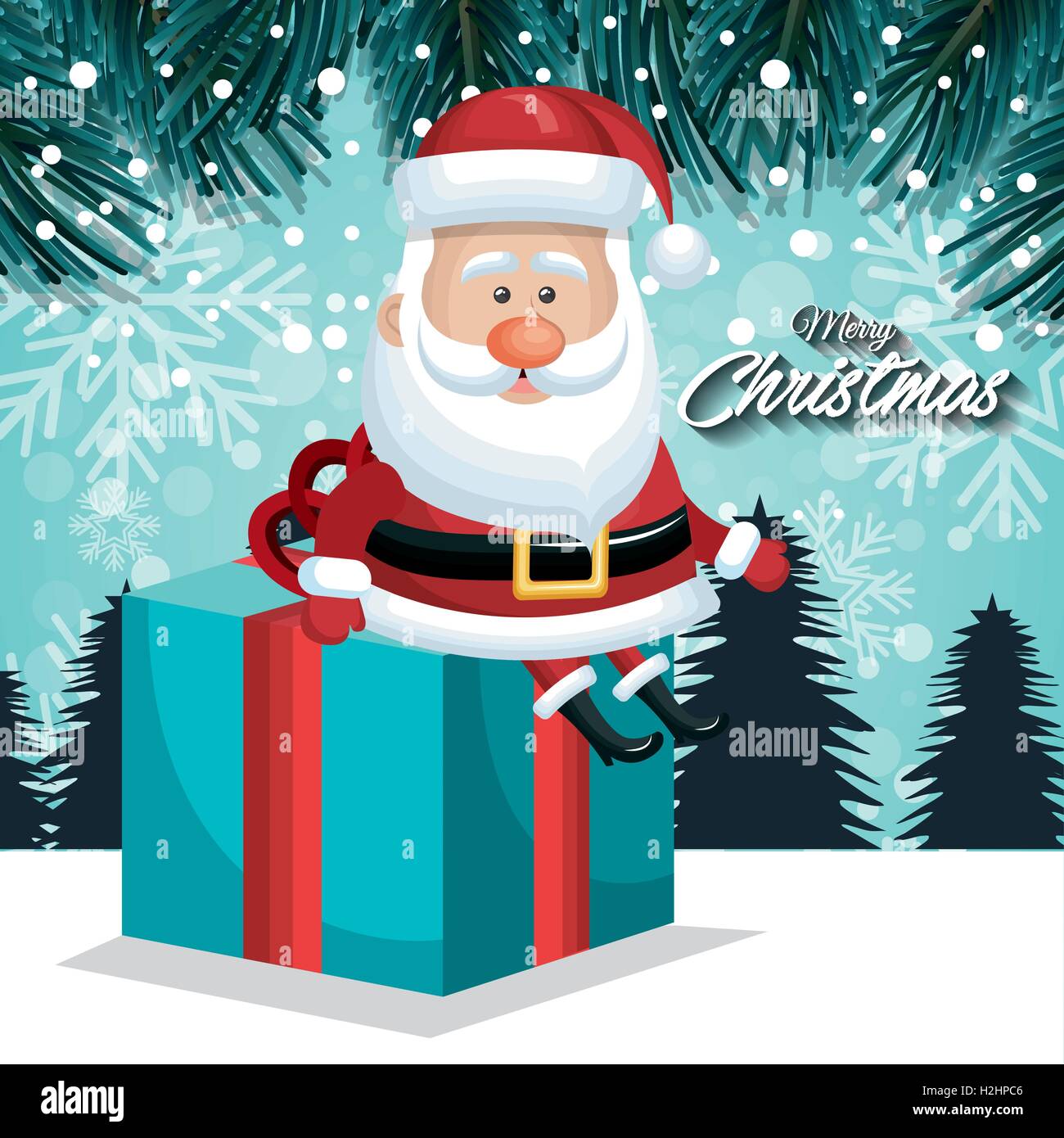 Winter landscape big tree Stock Vector Images - Alamy